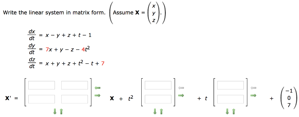 Solved Write the linear system in matrix from. (Assume x=(x | Chegg.com