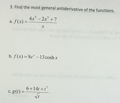 Solved Find the most general anti derivative of the | Chegg.com