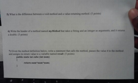 Solved What is the difference between a void method and a | Chegg.com