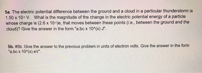Solved The electric potential difference between the ground | Chegg.com