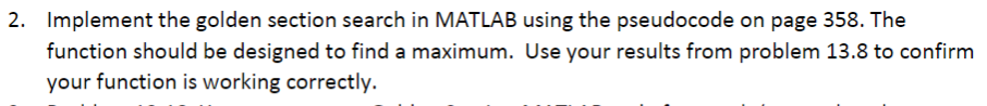 Solved Implement the golden section search in MATLAB using | Chegg.com