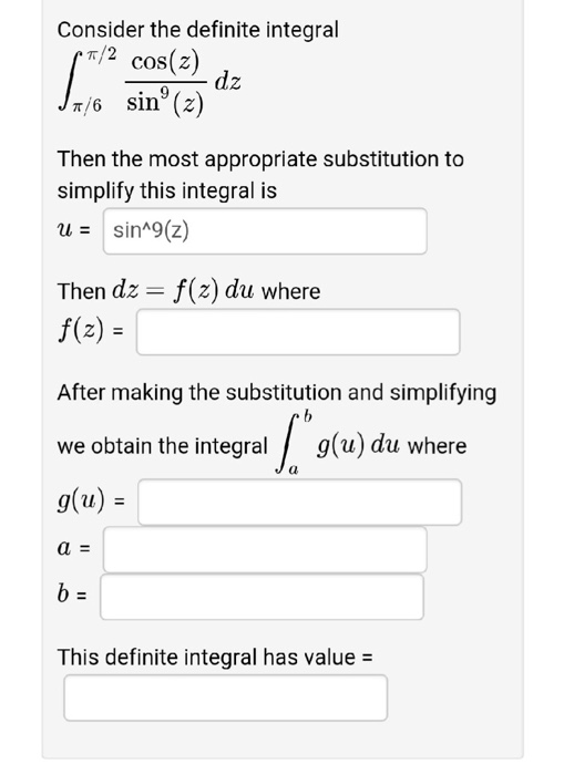 Solved (1 point) Evaluate the definite integral. sin(2t) dt | Chegg.com