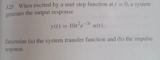 Solved 3.25 When excited by a unit step function at t=0, a | Chegg.com