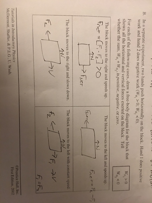 Solved In a separate experiment, two hands push horizontally | Chegg.com