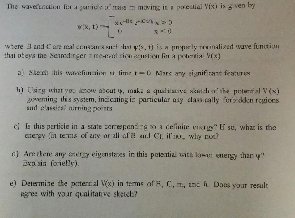 The wave function for a particle of mass m moving in | Chegg.com