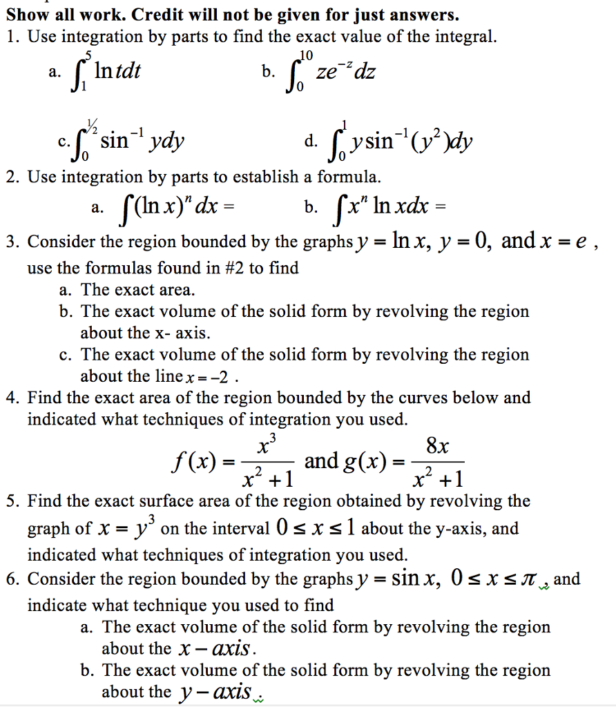 Solved Credit will not be given for just answers. Use | Chegg.com