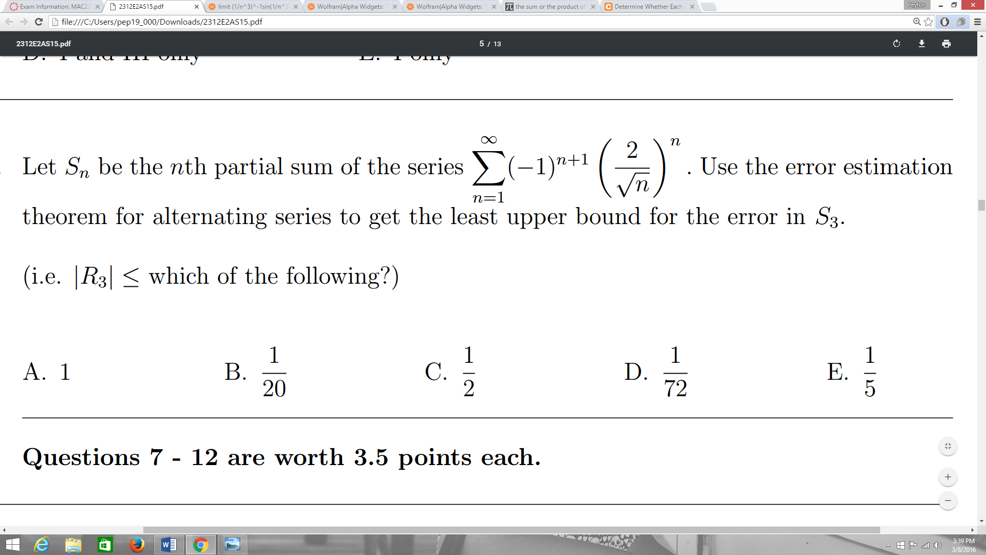 Let Sn be the nth partial sum of the series...(Full | Chegg.com