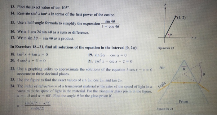 Solved Find the exact value of tan 105 degree. Rewrite | Chegg.com