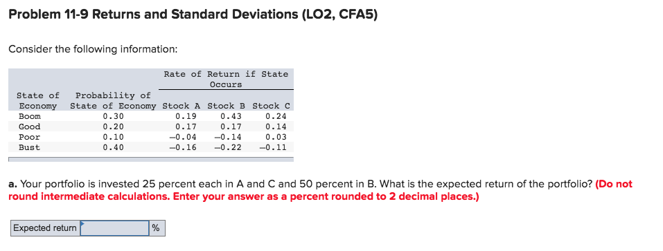 Solved Problem 11-9 Returns and Standard Deviations (LO2, | Chegg.com