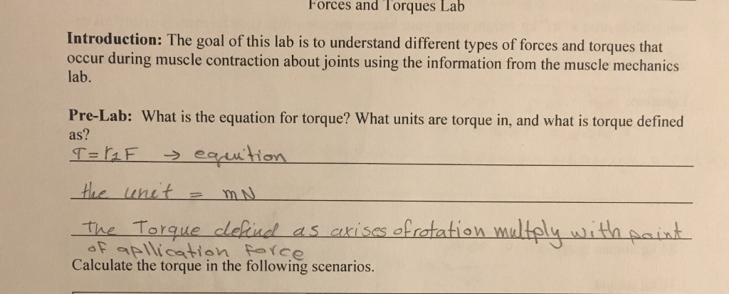 Solved Forces and Torques Lab Introduction: The goal of this | Chegg.com