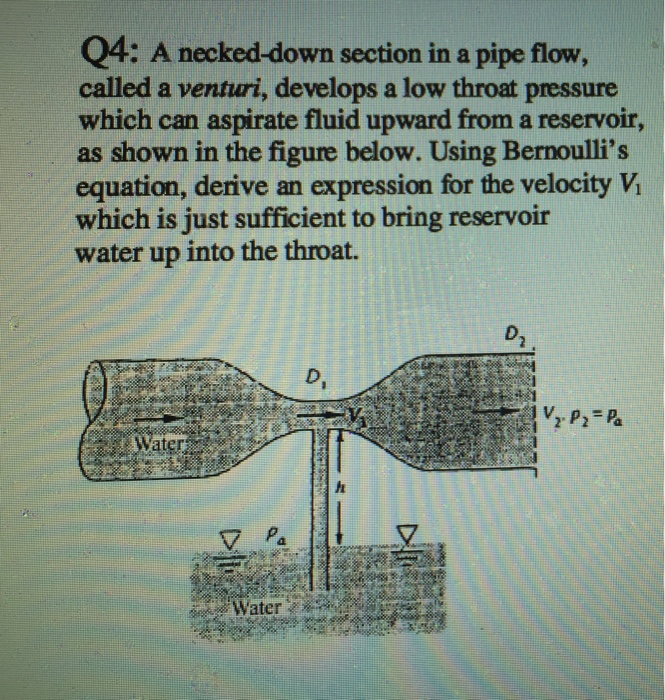 Solved A necked-down section in a pipe flow, called a | Chegg.com