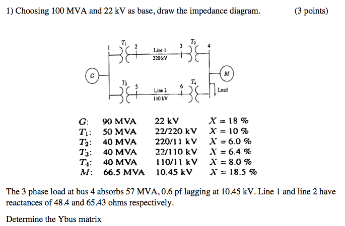 Solved 1) Choosing 100 MVA and 22 kV as base, draw the | Chegg.com Solved 1) Choosing 100 MVA and 22 kV as base, draw the | Chegg.com