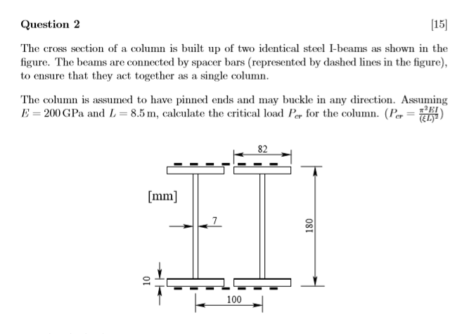 Solved Question2 15 The cross section of a column is built | Chegg.com