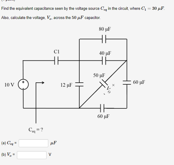 Solved Find the equivalent capacitance seen by the voltage | Chegg.com
