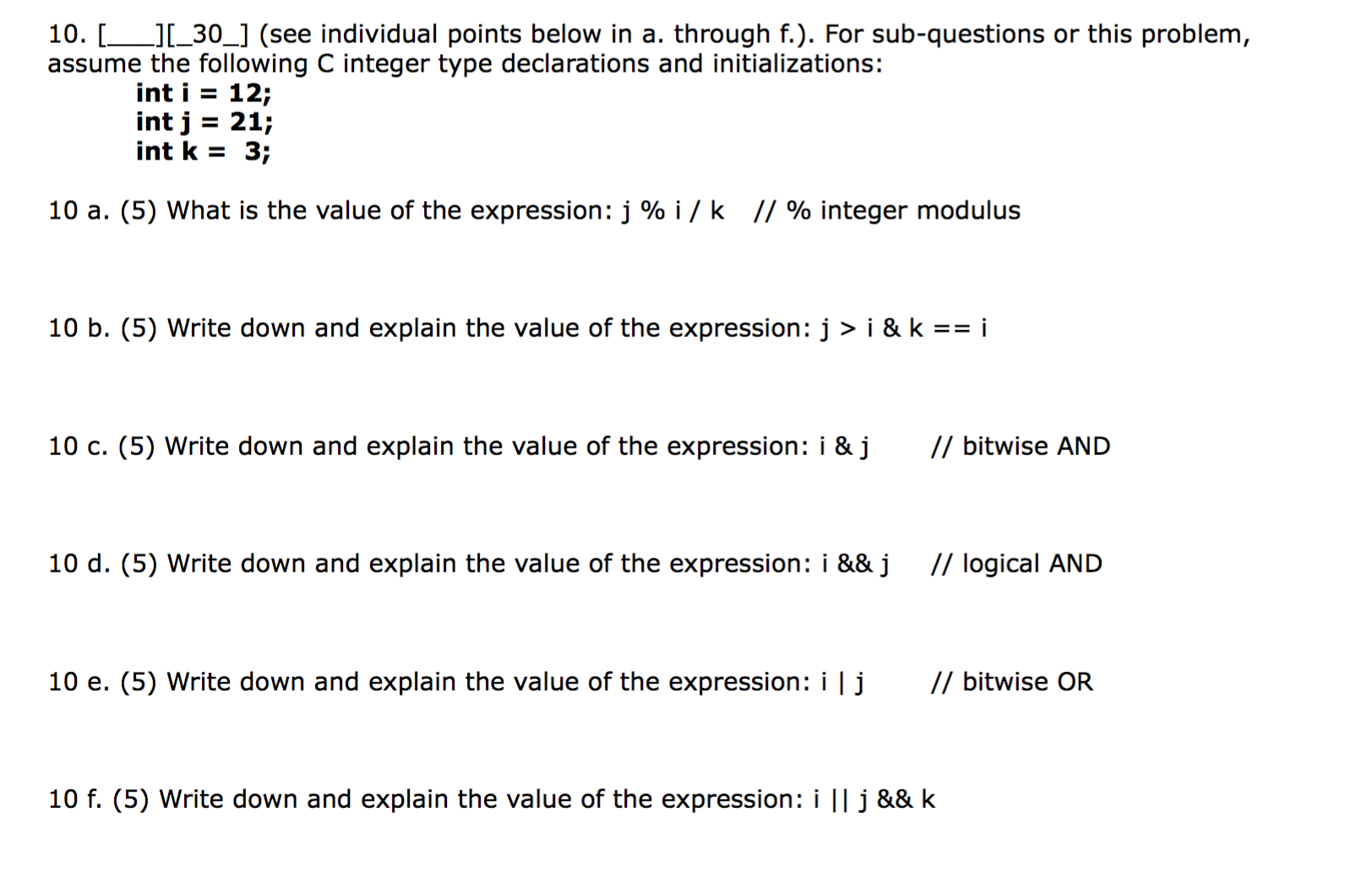 Solved Assume The Following C Integer Type Declarations And