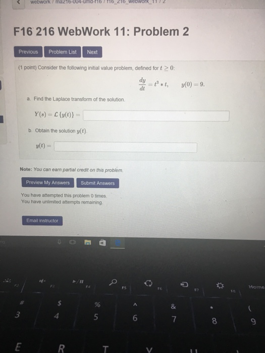 Solved F16 216 Webwork 11 Problem 1 Ous Problem List Next 