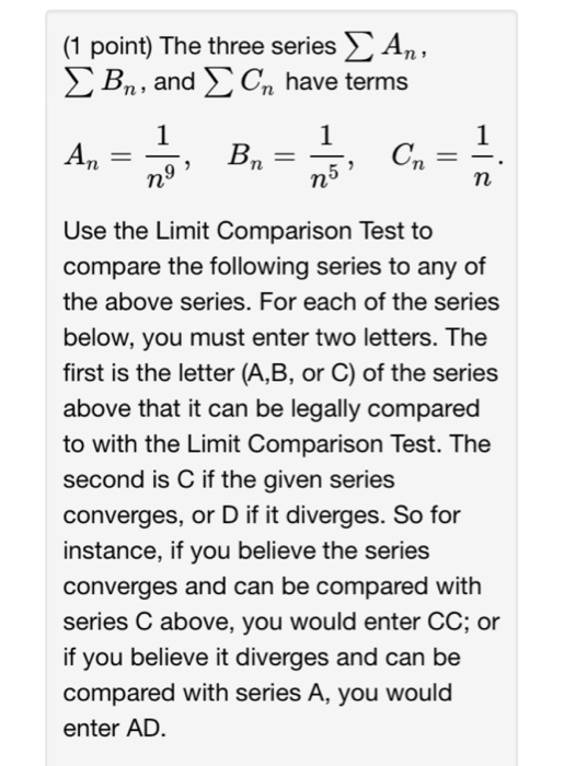 Solved (1 point) For each of the series below select the | Chegg.com