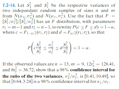 Solved Let s^2x and s^2y be the respective variances of two | Chegg.com