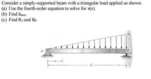 Solved consider a simply-supported beam with a triangular | Chegg.com