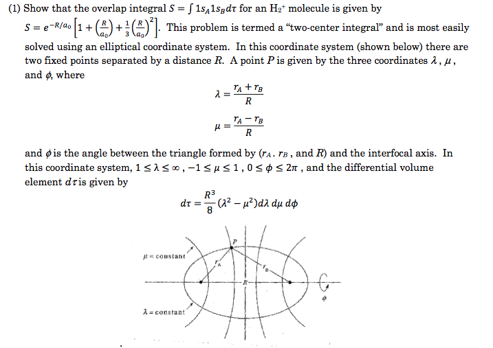 Solved Show that the overlap integral S = for an H2+ | Chegg.com