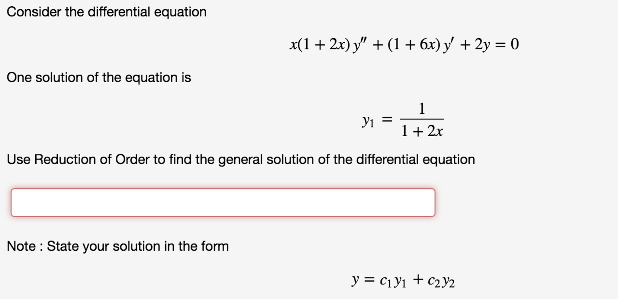 Solved Consider the differential equation x(1 + 2x)y" + (1 + | Chegg.com