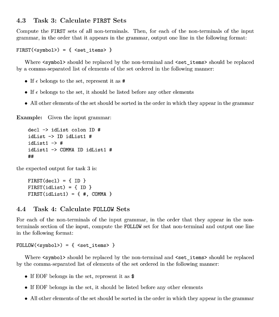 Solved 4.3 Task 3: Calculate FIRST Sets Compute the FIRST | Chegg.com