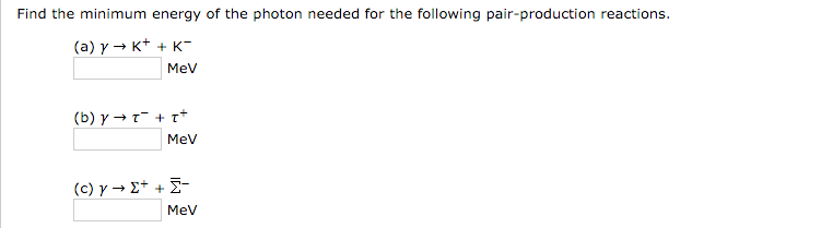 Solved Find the minimum energy of the photon needed for the | Chegg.com