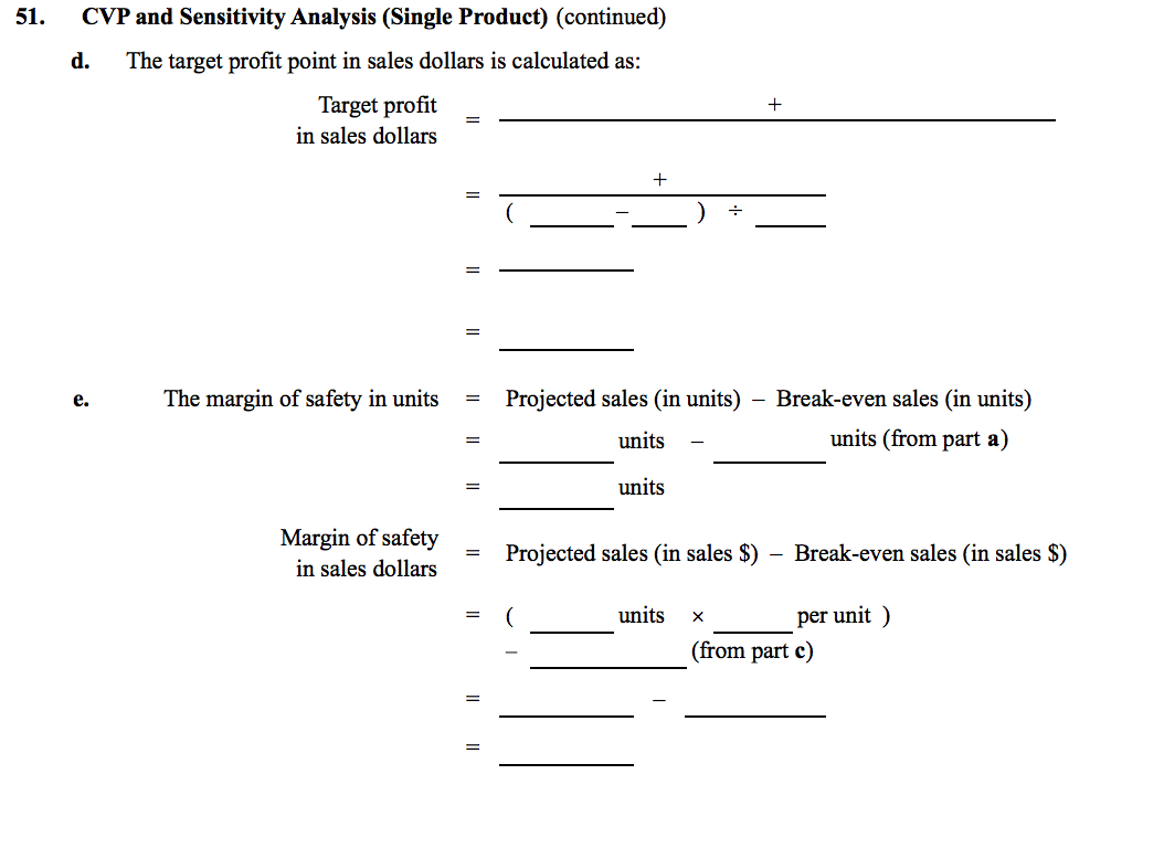 Solved 51. CVP and Sensitivity Analysis (Single Product). | Chegg.com