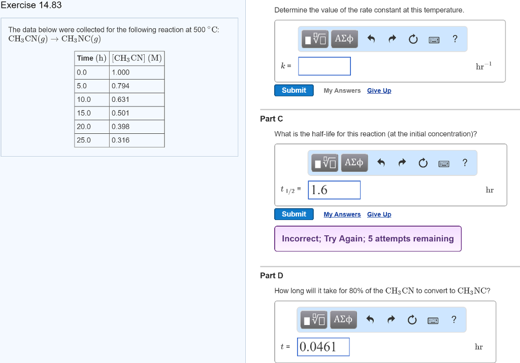 Solved The data below were collected for the following | Chegg.com