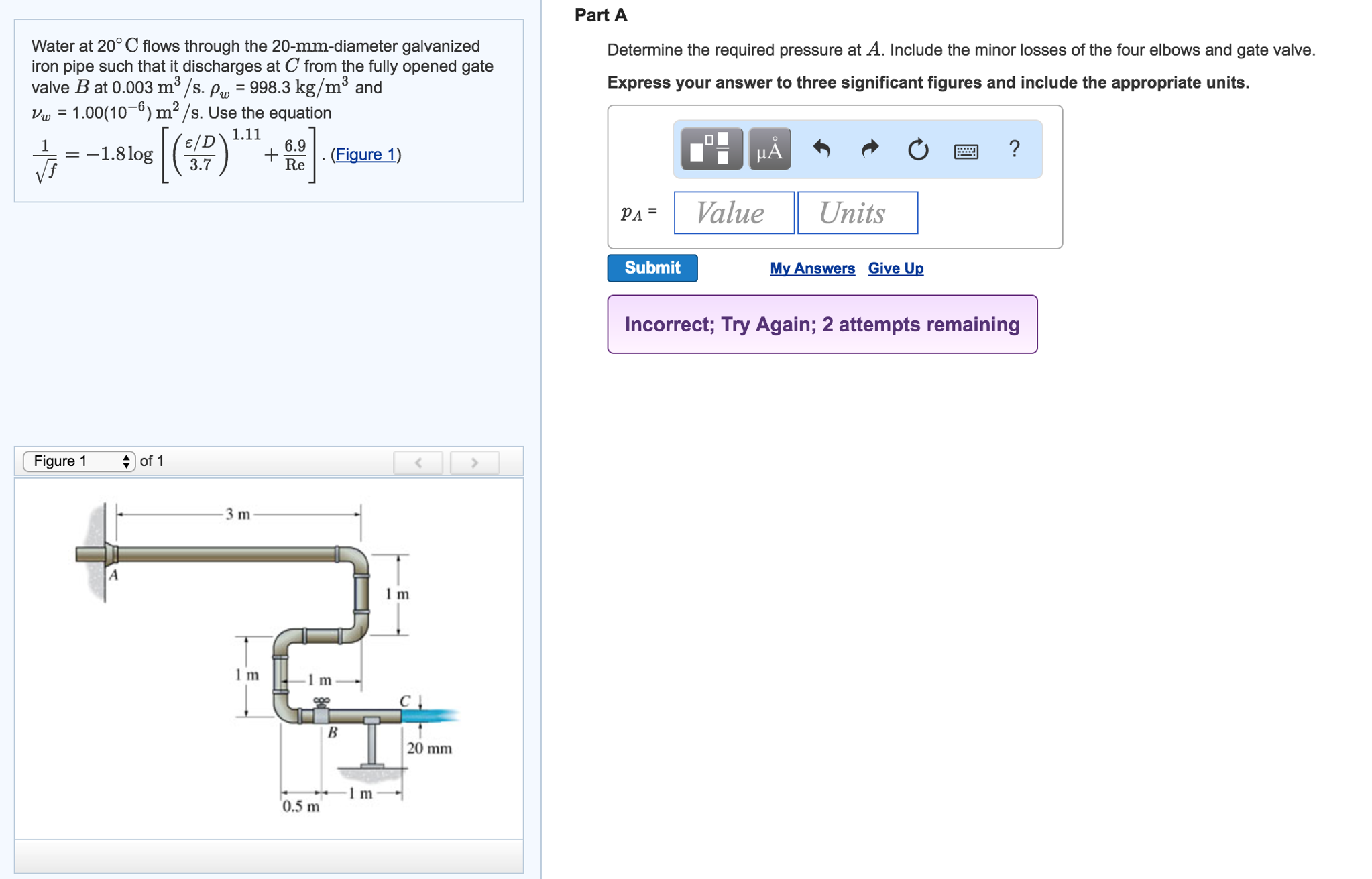 Solved Water at 20 degree C flows through the 20-mm-diameter | Chegg.com