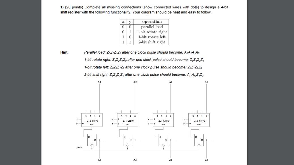 Solved 1) (20 points) Complete all missing connections (show | Chegg.com