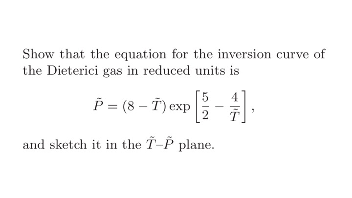 Solved Show that the equation for the inversion curve of the | Chegg.com