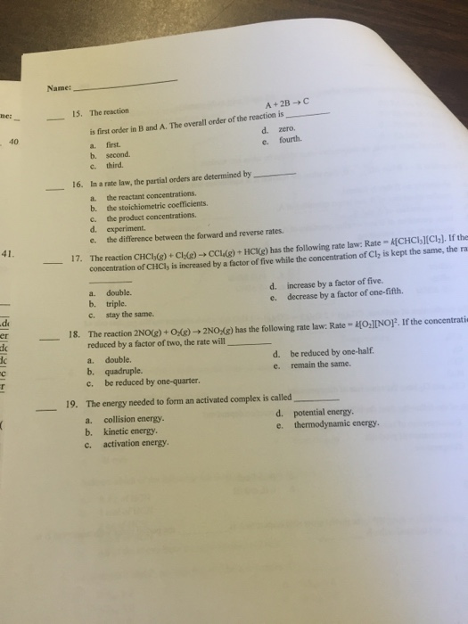Solved The reaction A + 2B rightarrow C is first order in B | Chegg.com