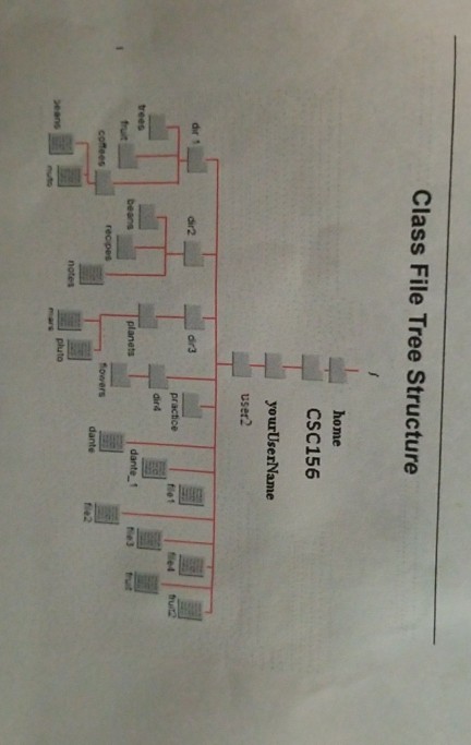 Solved Class File Tree Structure home CSC156 user dir2 dir3 | Chegg.com