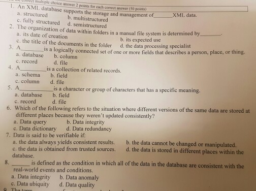 Solved multiple choice answer 2 points for each correct | Chegg.com