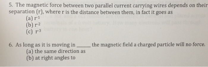 The magnetic force between two parallel current | Chegg.com