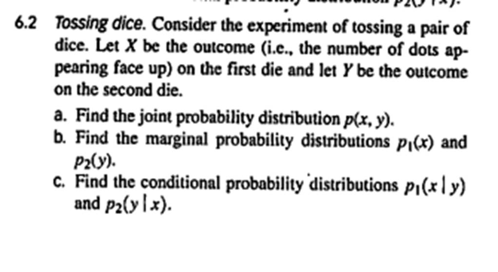 Solved Tossing dice. Consider the experiment of tossing a | Chegg.com