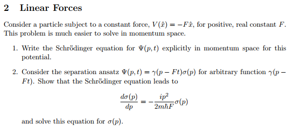 2 Linear Forces Consider a particle subject to a | Chegg.com