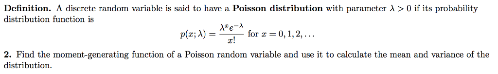 Solved Definition. A discrete random variable is said to | Chegg.com