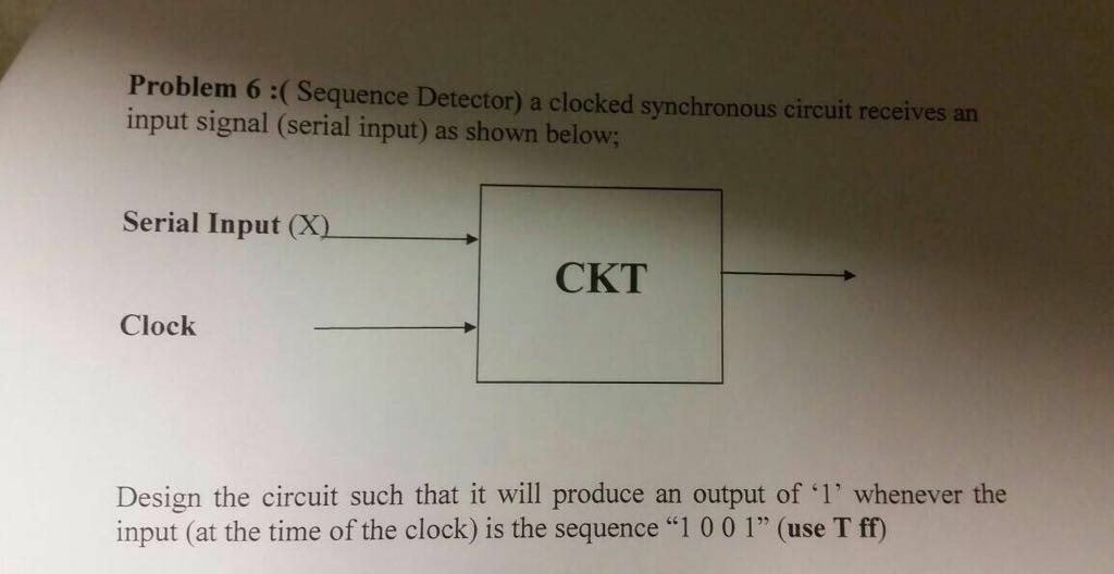 Solved Problem 6 :(Sequence Detector) a clocked synchronous | Chegg.com