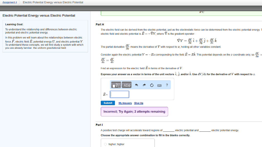 Solved Electric Potential Energy versus Electric Potential | Chegg.com