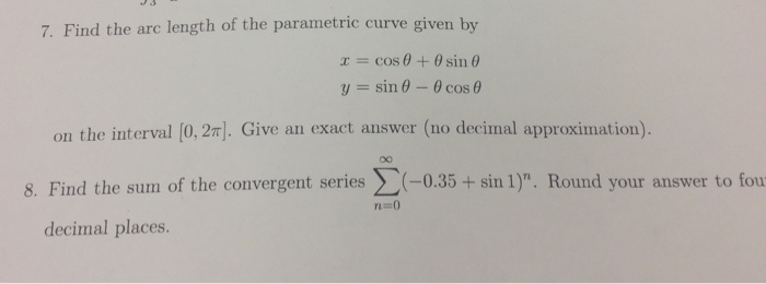 Solved Find the arc length of the parametric curve given by | Chegg.com
