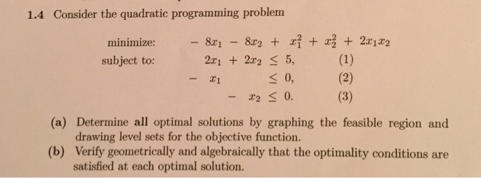 Solved Consider The Quadratic Programming Problem Minimize 