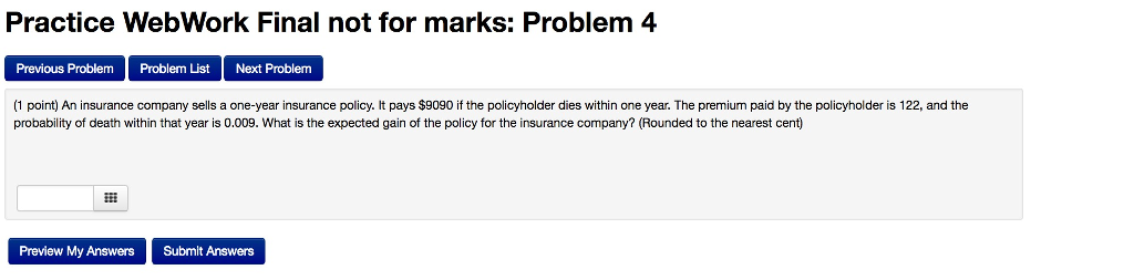 Solved Practice WebWork Final not for marks: Problem 4 | Chegg.com