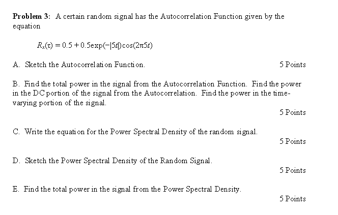 Solved A certain random signal has the Autocorrelation | Chegg.com