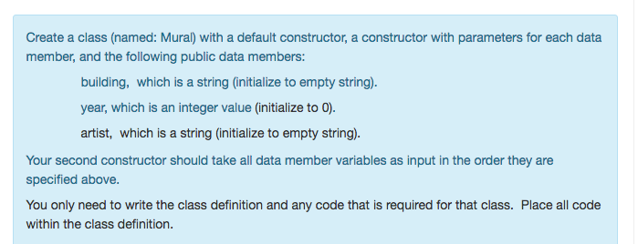 Solved Create A Class Named Mural With A Default 2887