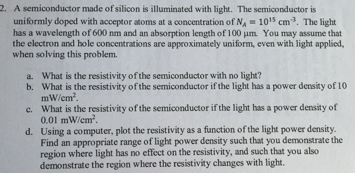 A Semiconductor Made Of Silicon Is Illuminated With