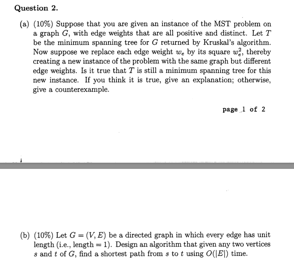 Solved A Suppose That You Are Given An Instance Of The Mst 5539