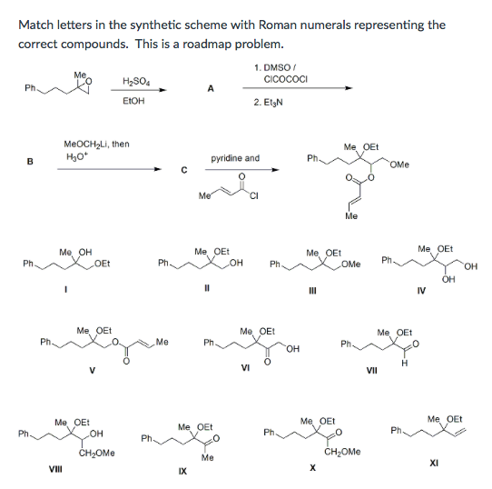 Solved Match letters in the synthetic scheme with Roman | Chegg.com