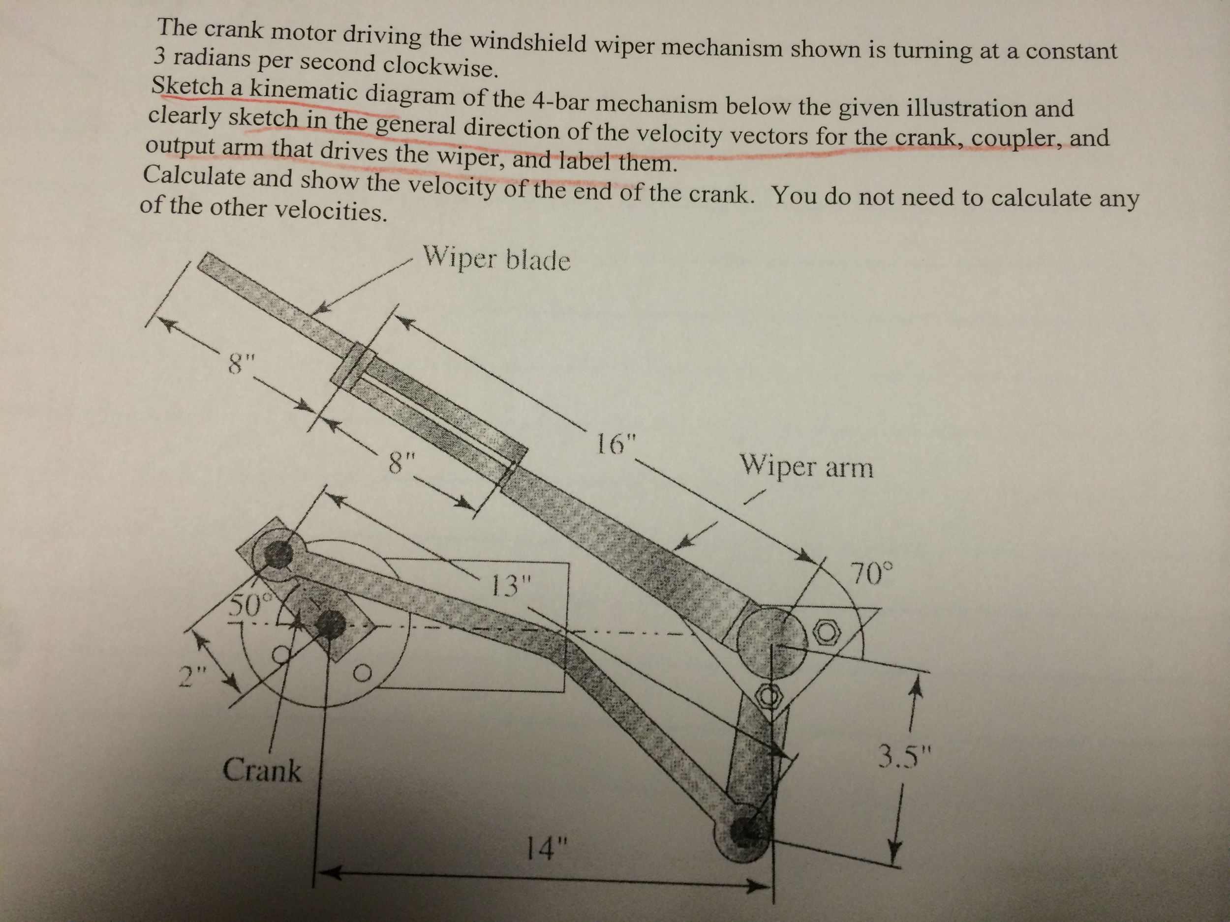 The crank motor driving the windshield wiper | Chegg.com